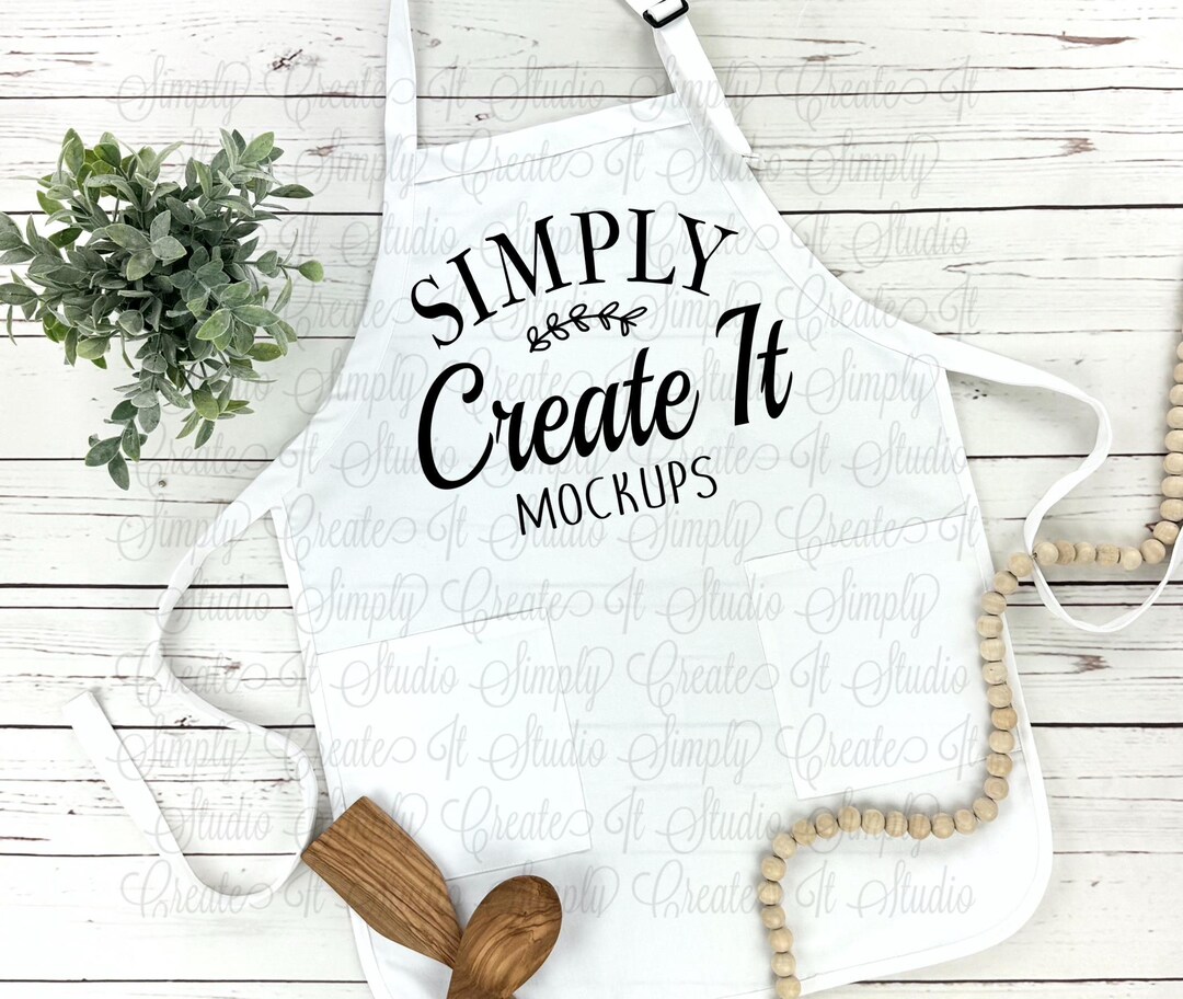 White Apron Mockup, 2-pocket Black Full Length Apron, Apron Flat Lay ...