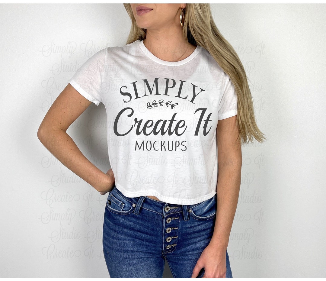 Bella B8882 Crop Model Mockup, Bella 8882 Model White, Patriotic Mockup ...