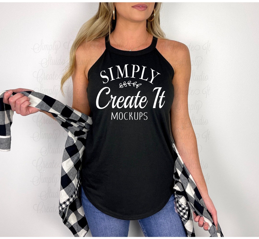 District DT137L Black Rocker Tank Model Mockup, Black Rocker Tank ...