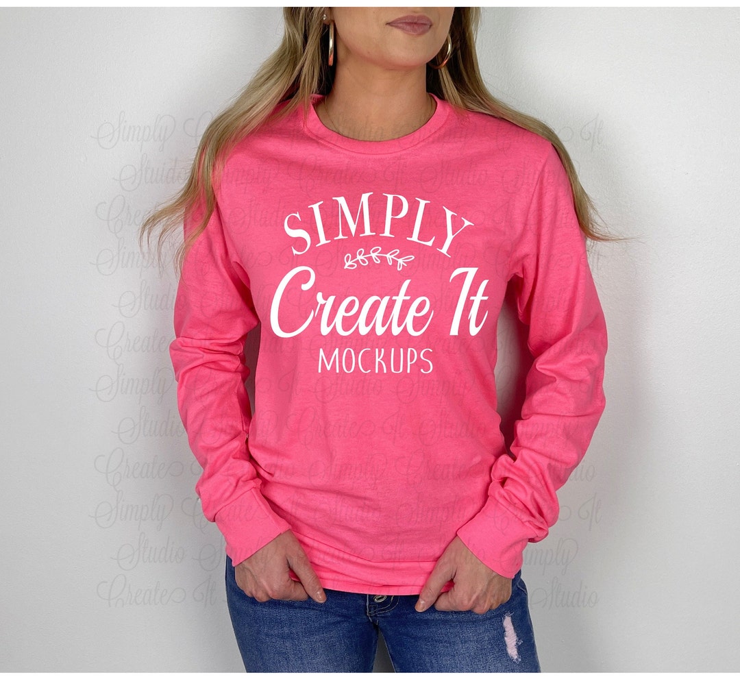 Jerzee 29LS Neon Pink Model Mockup, 29LS Neon Pink, Jerzee 29LS Mockup ...