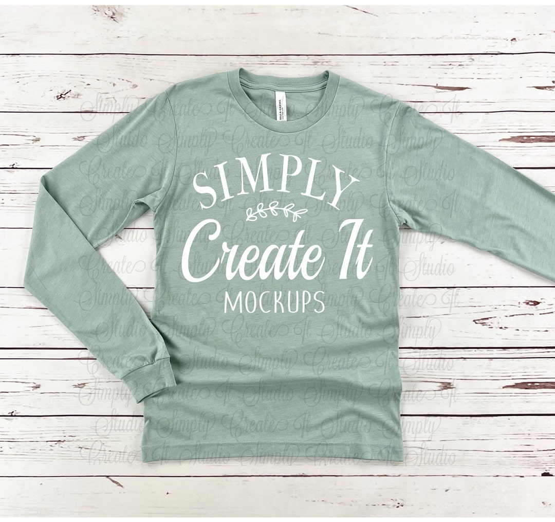 Bella Canvas 3501 Heather Dusty Blue Long Sleeve Mockup, Bella 3501 ...