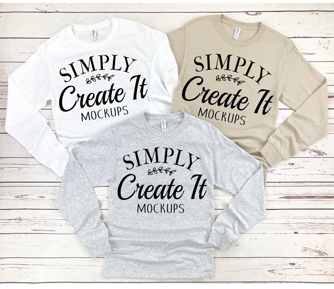 Jerzee 29LS Long Sleeve Mockup, 29LS Sandstone/white/ash, Jerzee 29LS ...