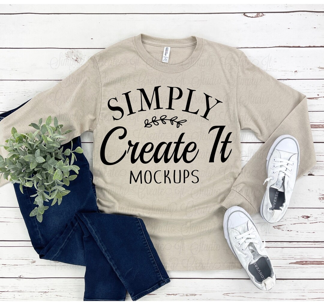 Jerzee 29LS Sandstone Long Sleeve Mockup, 29LS Sandstone, Jerzee 29LS ...