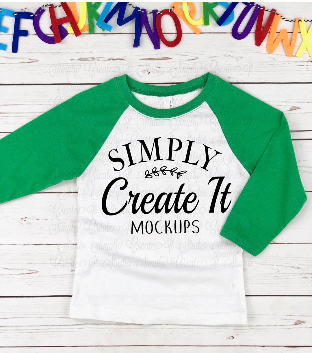 Youth Raglan Kelly Green Next Level Mockup, 3352 Next Level, Kelly ...