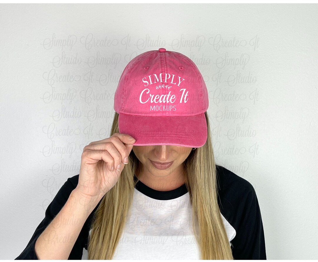 Hot Pink Hat Model Mockup, AD969 Hot Pink Hat Mockup, Hot Pink Cap ...