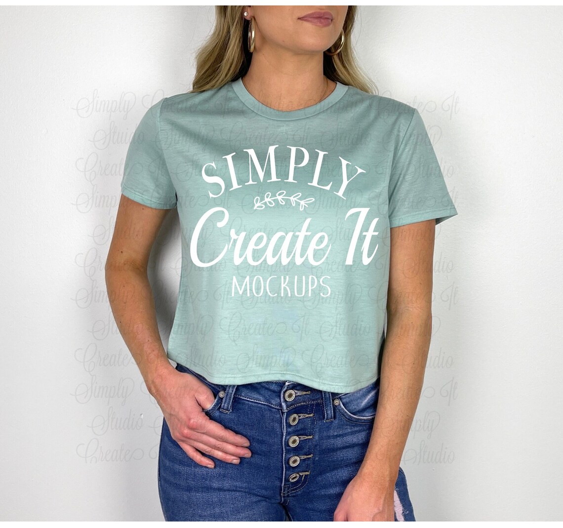 Bella B8882 Dusty Blue Crop Model Mockup Bella 8882 Dusty - Etsy