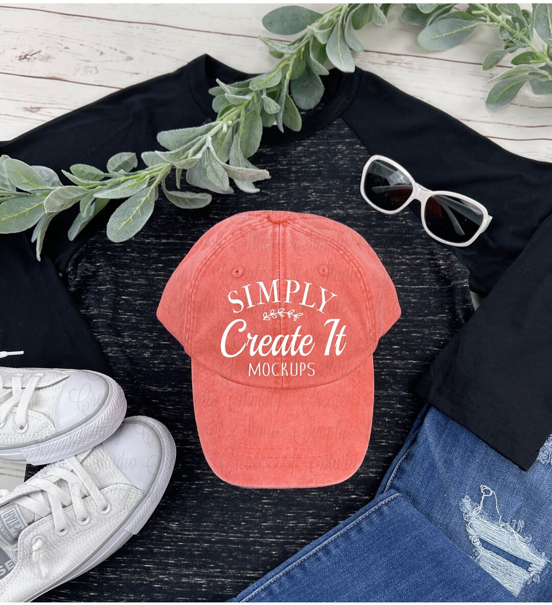 Coral Hat Mockup, AD969 Coral Hat Mockup, Coral Cap Mockup, Distressed ...