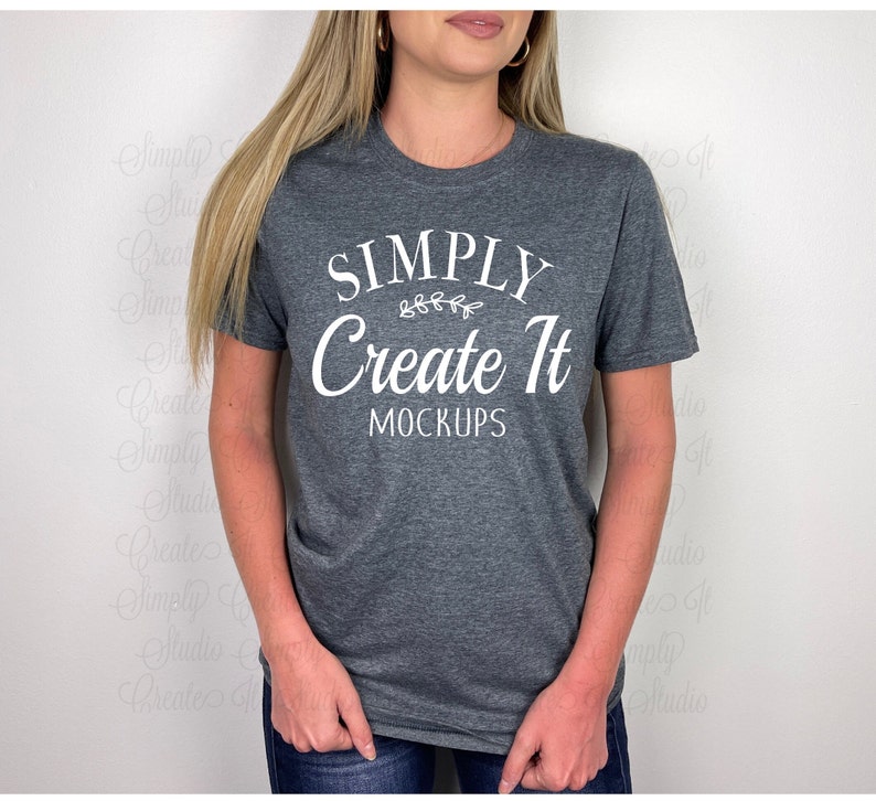 Gildan 64000 Dark Heather Model Mockup Gildan 64000 Dark - Etsy