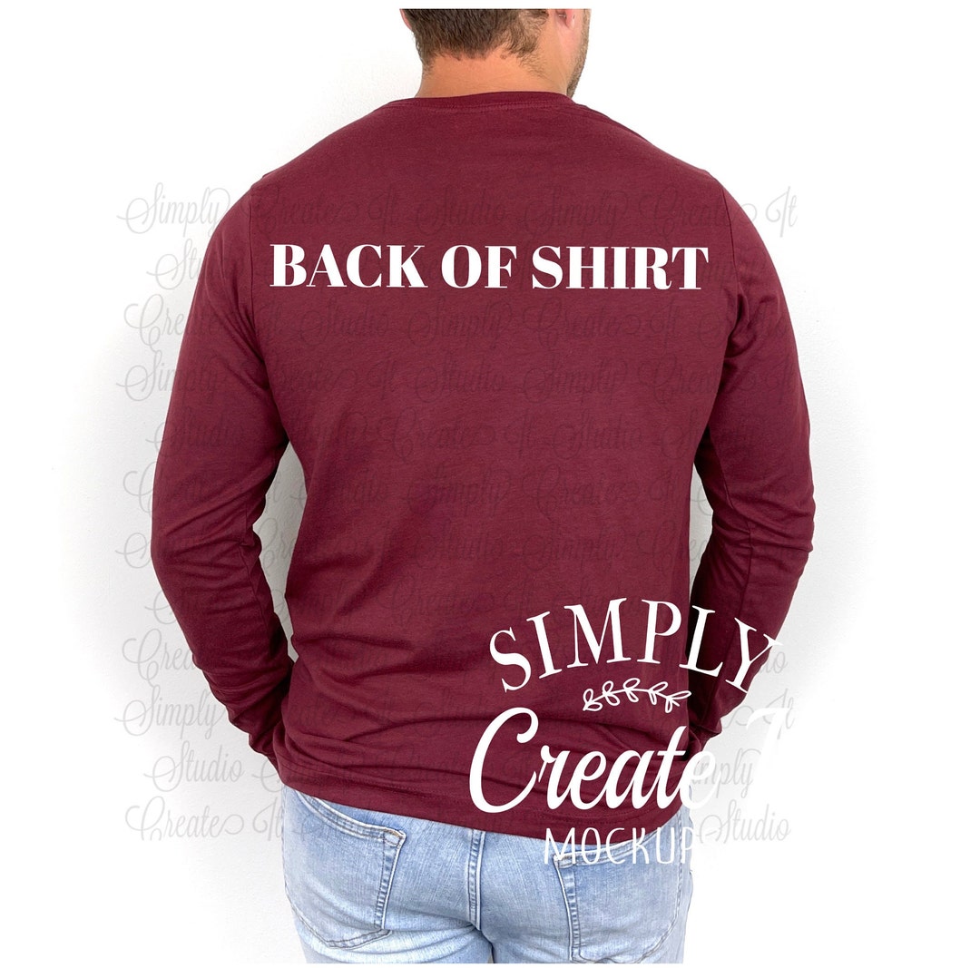 Bella Canvas 3501 Heather Cardinal Model Mockup, Back of Shirt, Bella ...