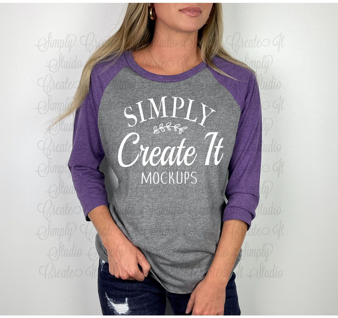 District DM 136L Purple Model Mockup, District Raglan Purple Mockup ...