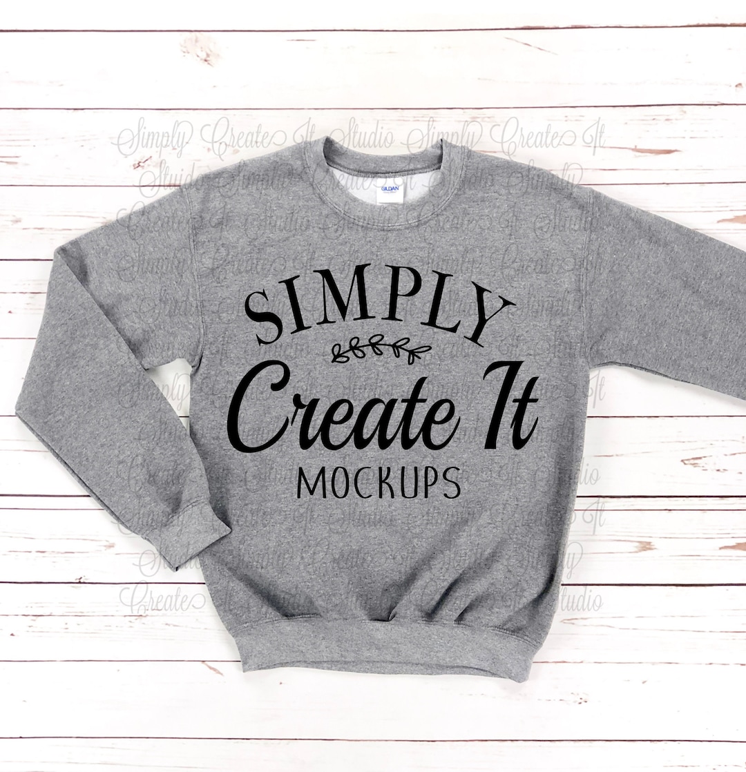Gildan 18000 Graphite Heather Mockup, Gildan 18000, Graphite Heather ...