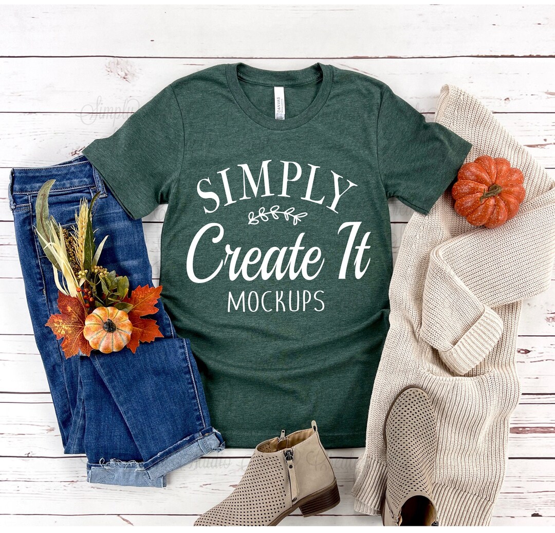 Bella 3001CVC Heather Forest Mockup Heather Forest Mockup - Etsy