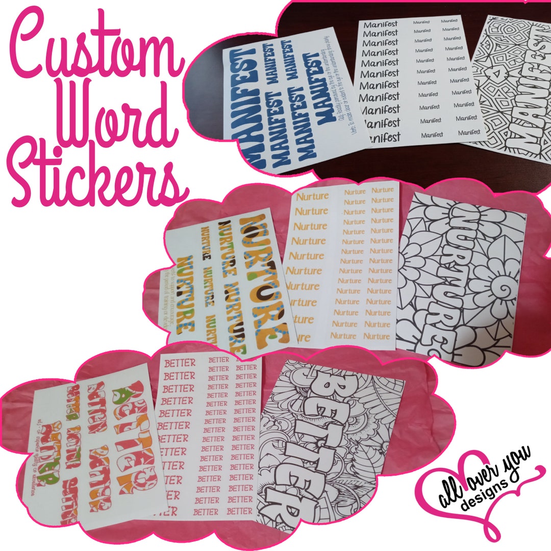 Custom Word Stickers - Etsy
