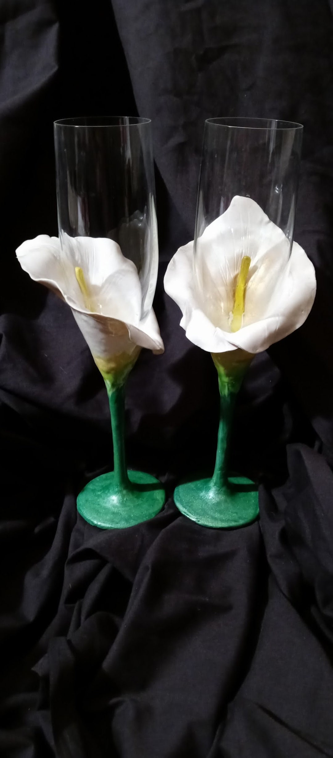 Calla Lilly Sculpted Champagne Flute Set - Etsy