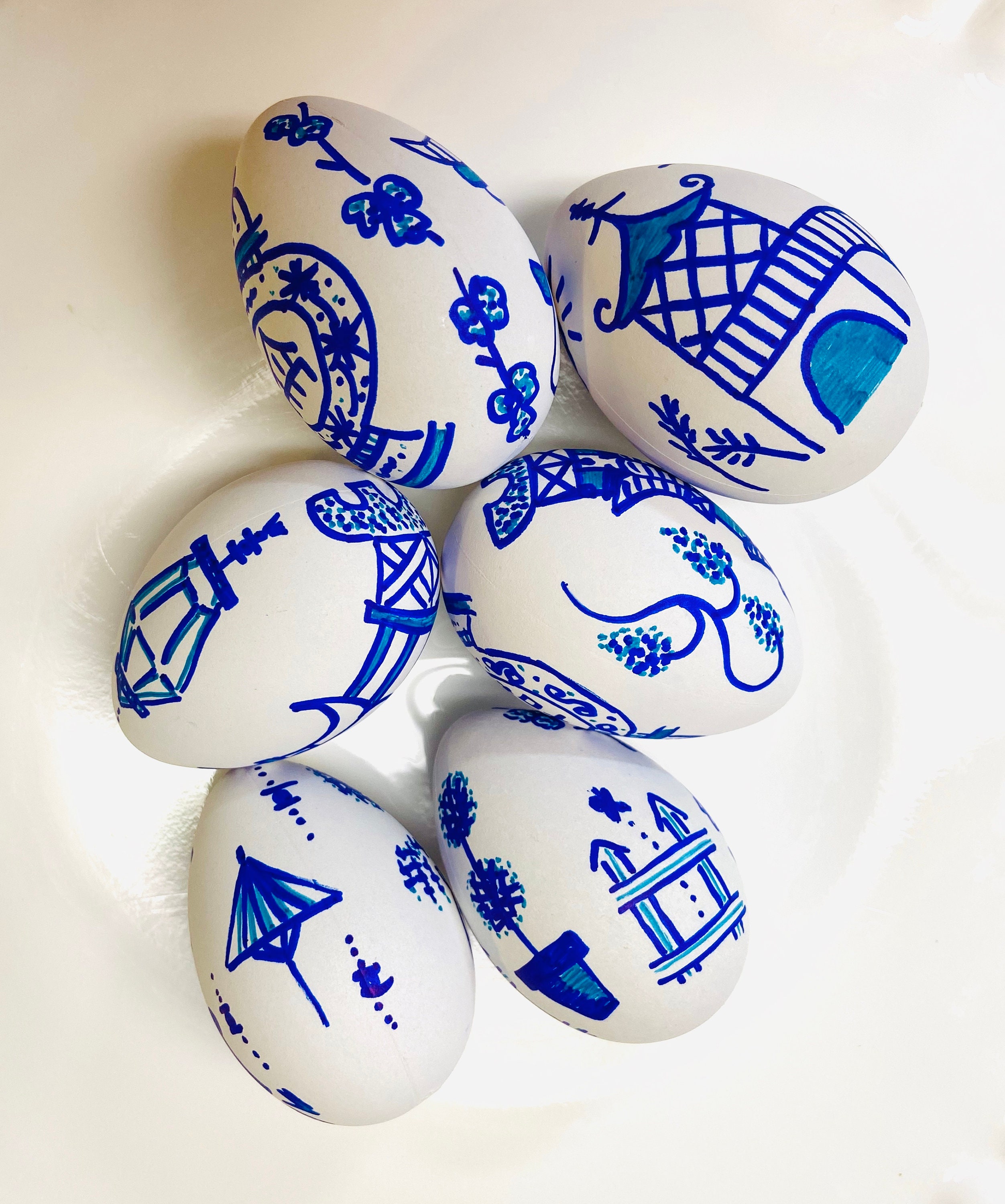 Blue & White Chinoiserie Plastic Easter Eggs - 6 - Etsy