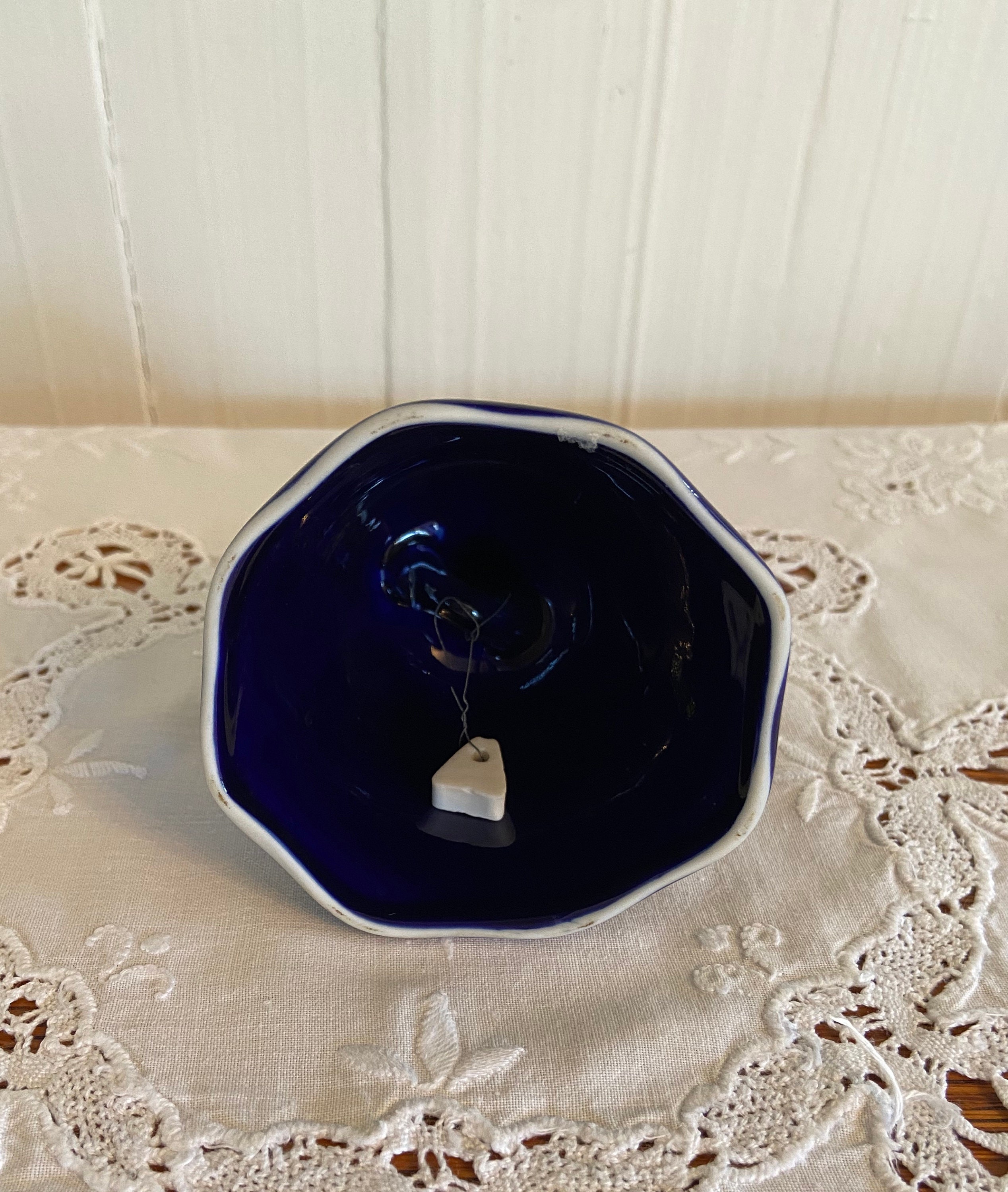 Vintage Cobalt Blue Chinoiserie Bell With Peacock and Gold ...