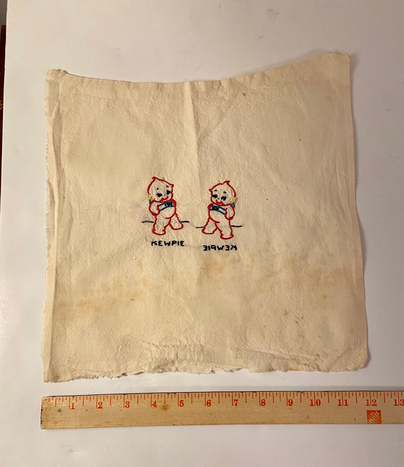 Vintage Linen Kewpie Doll Handkerchief or Napkin From 1940s Hand ...