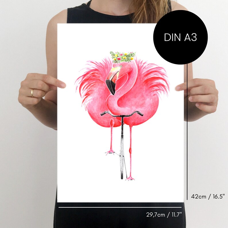 Flamingo on Bicycle Art Flamingo Decor Girly Wall Art - Etsy