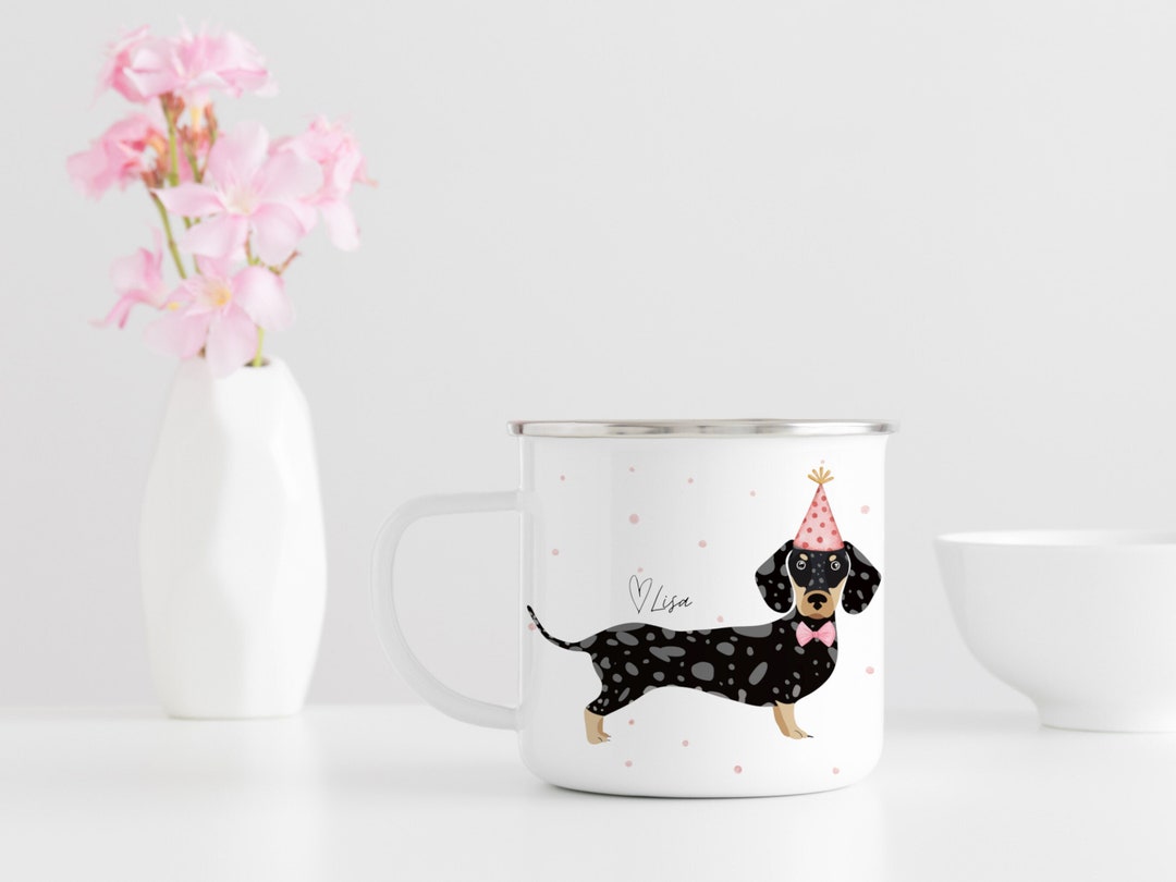 Customizable Dachshund Mug, Personalized Dog Birthday Mug, Weiner Dog ...