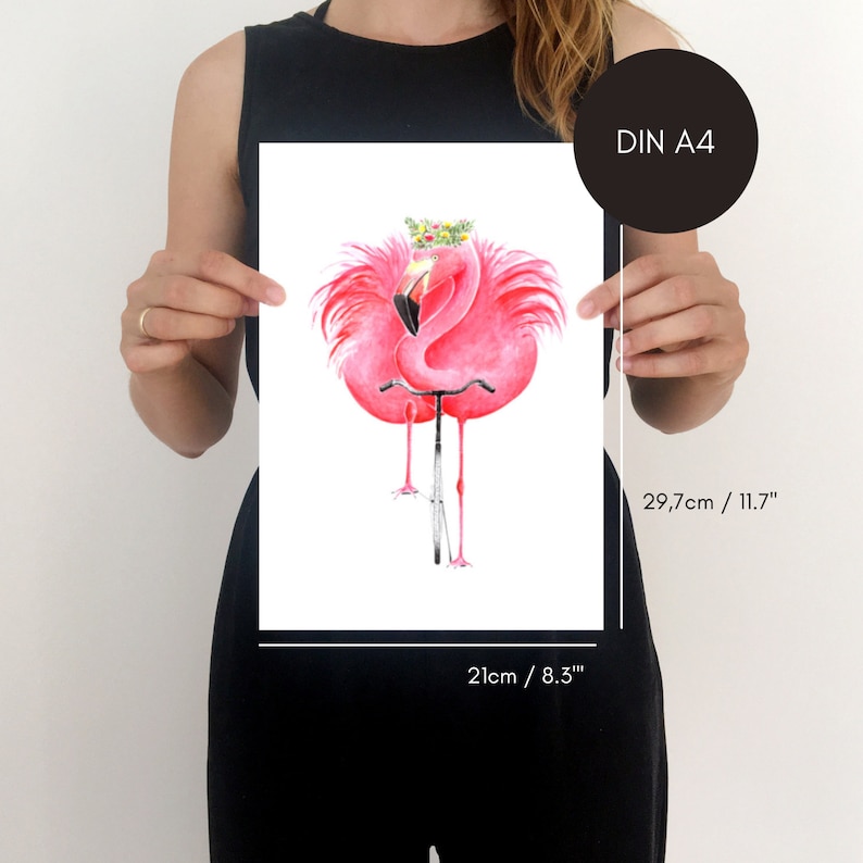 Flamingo on Bicycle Art Flamingo Decor Girly Wall Art - Etsy