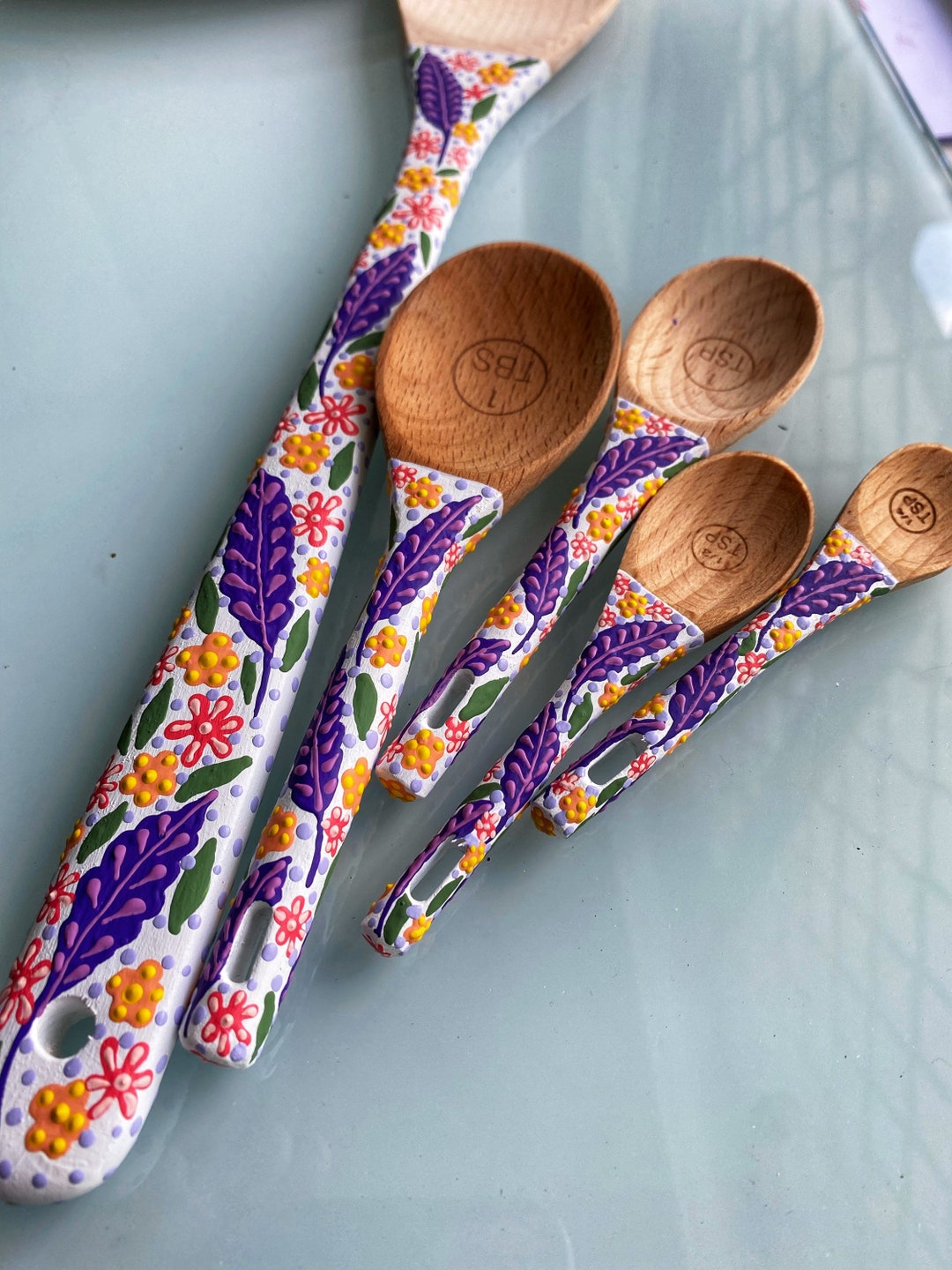 White Wooden Spoon Set - Baking Spoons - Baking Gift - Mixing Spoon ...