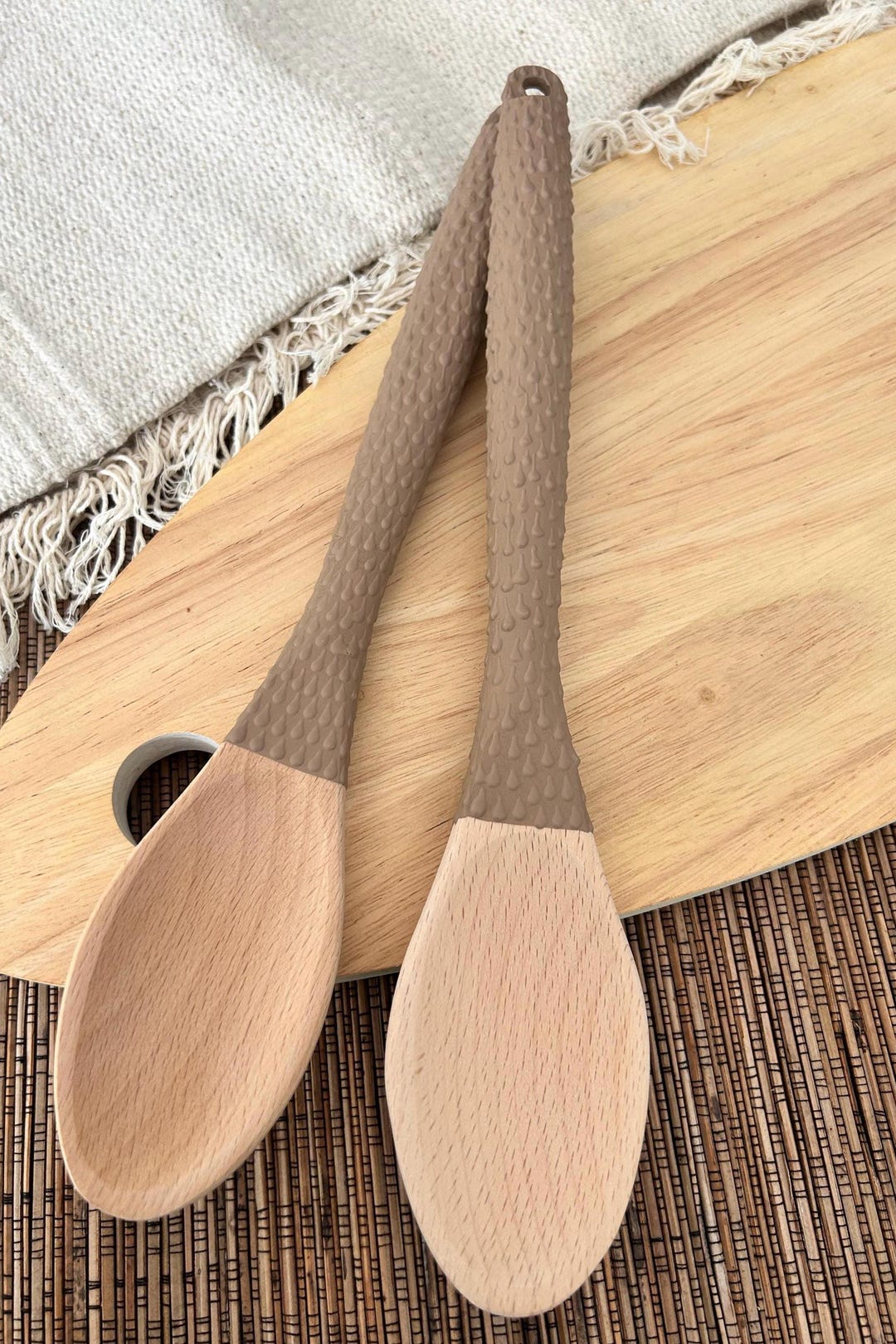 Sandy Brown Spoons, Salad Spoons,salad Server, Pasta Spoons, Spoon Gift ...