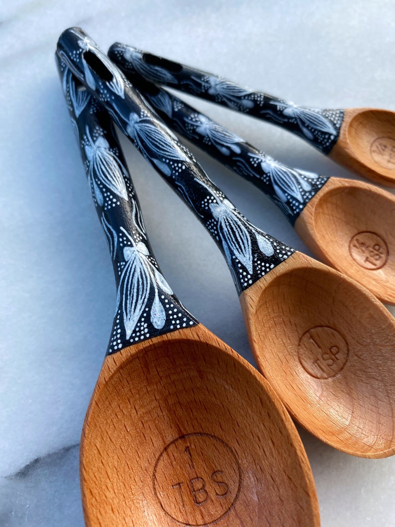 B&W Baking Spoons Measuring Spoons Baking Lover Cake - Etsy