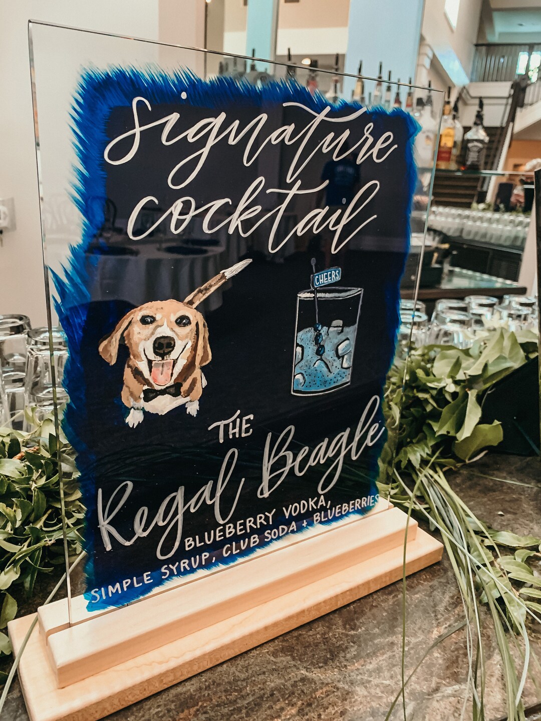 Custom Signature Cocktail Wedding Sign With Animal, Dog, Cat, Bar Sign ...