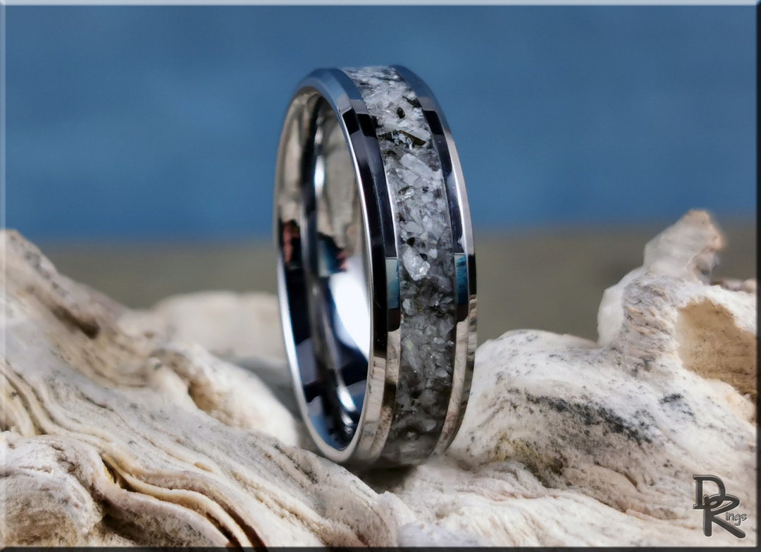Tungsten Carbide Channel Ring W/moonstone-mica Matrix Stone Inlay ...
