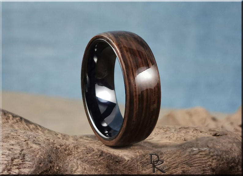 Bentwood Ring: Ancient Bog Oak With Black Ceramic Core - Etsy