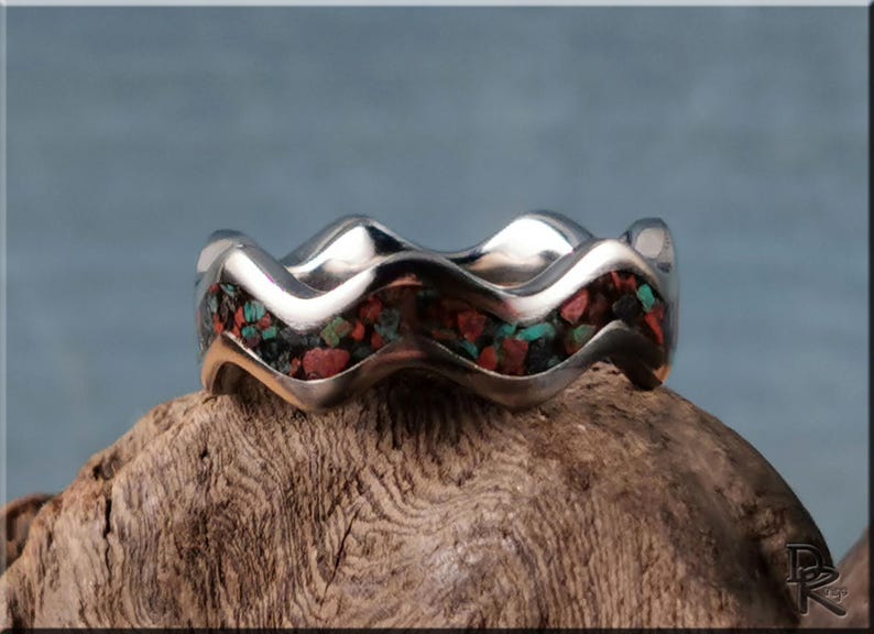 Titanium Clamshell Ring With Sonora Sunrise Inlay - Etsy