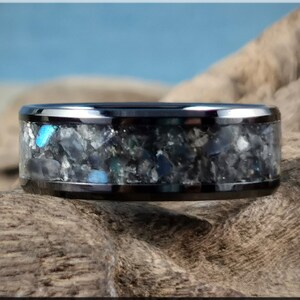 Black Ceramic Ring With Labradorite Inlay - Etsy