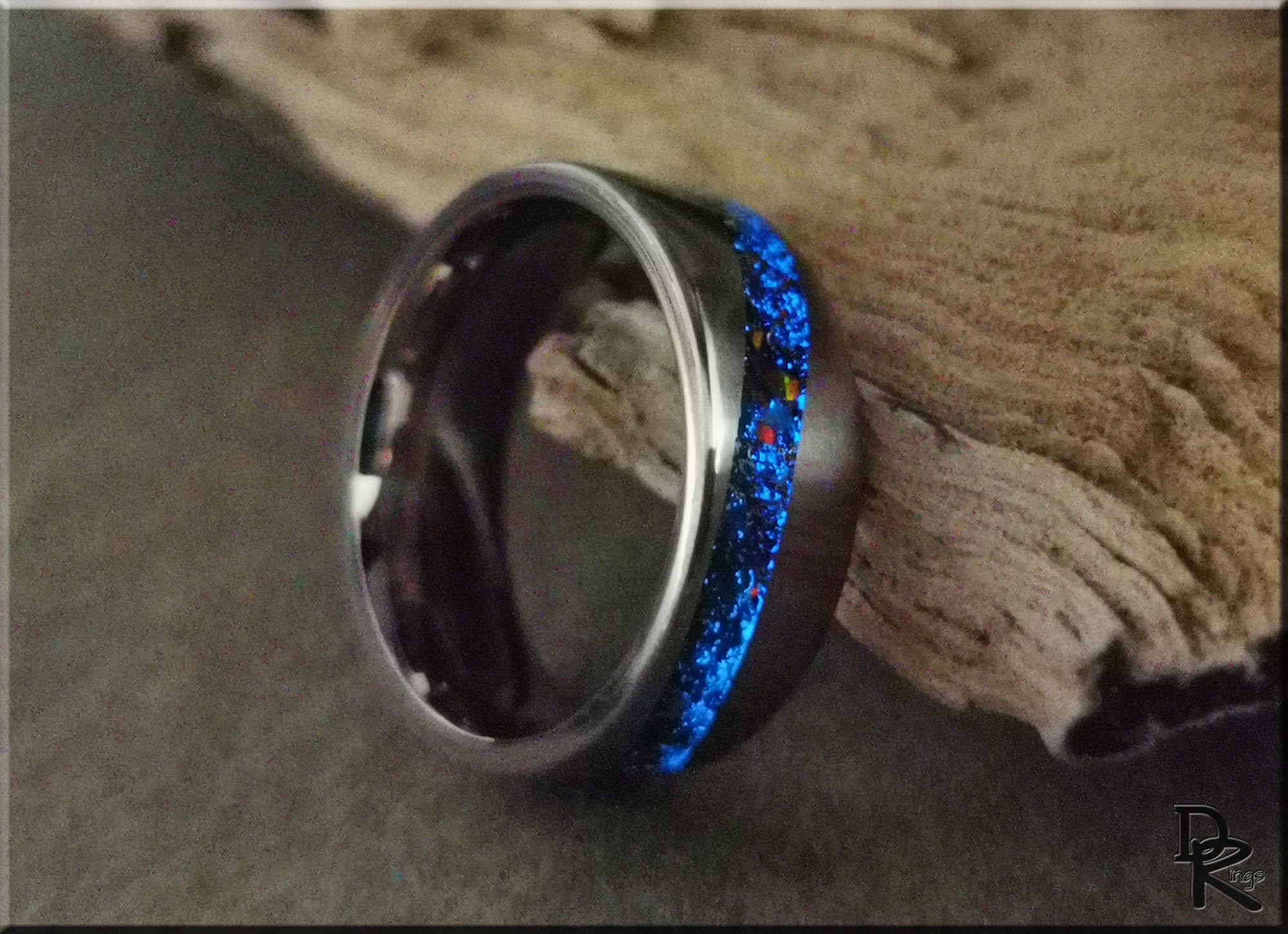 Titanium Wave 8mm Channel Ring W/meteorite and Multi-opal and - Etsy