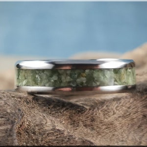 Titanium Channel Ring W/vesuvianite (california Jade) Stone Inlay - Etsy