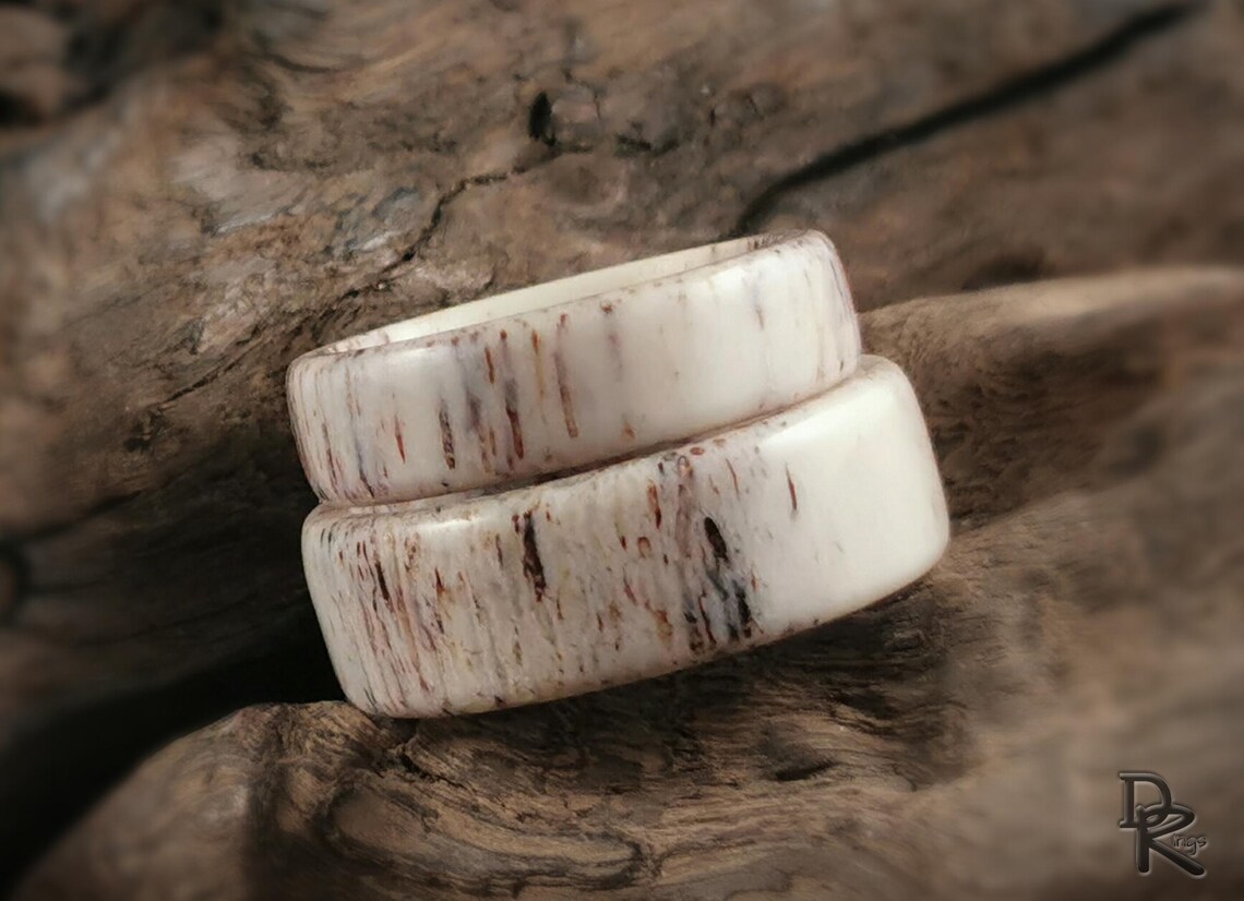 Deer Antler Couple's Ring Set - Etsy