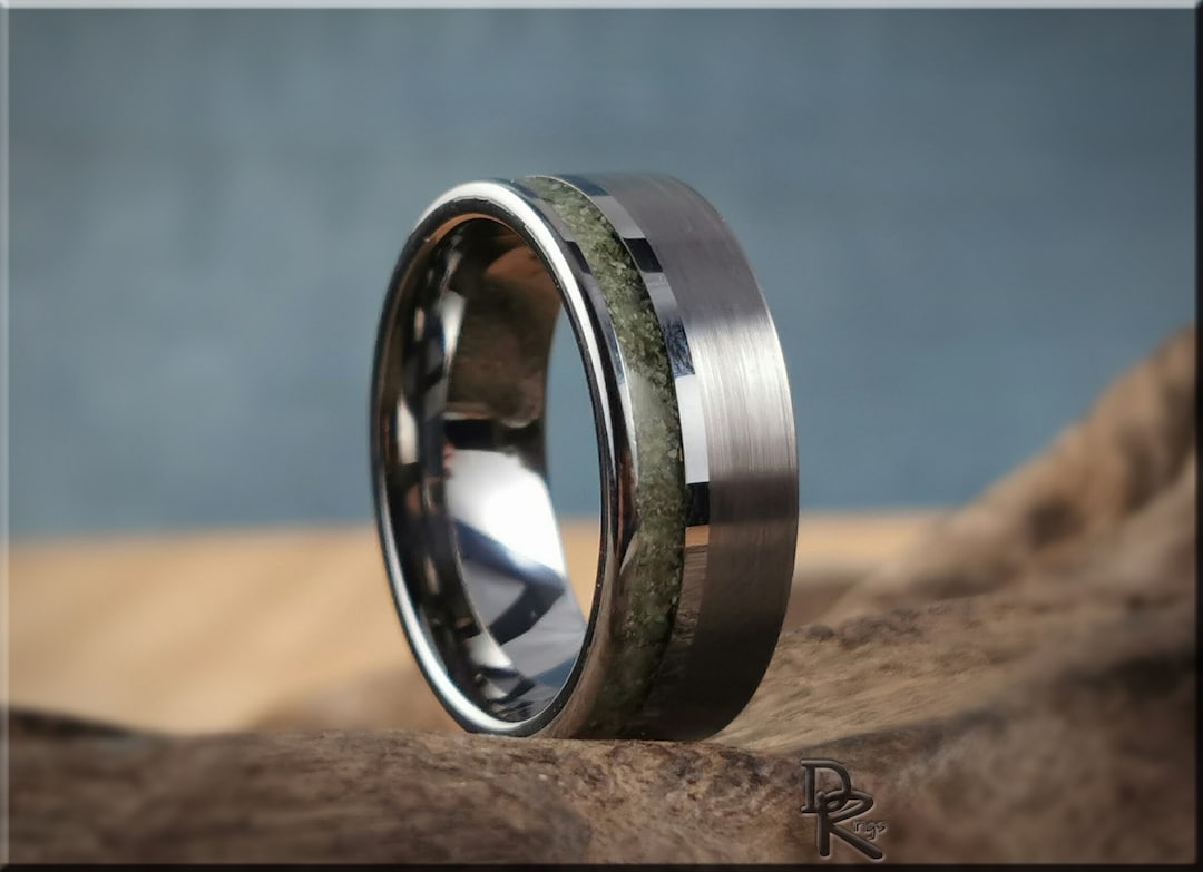 Tungsten Carbide Ring With Offset Nephrite Jade Inlay - Etsy