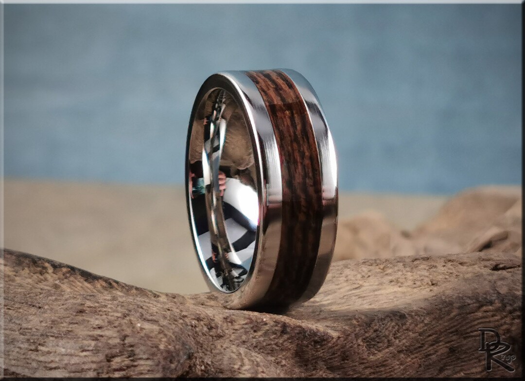 Premium Cobalt Chromium Channel Ring W/louro Preto Wood Inlay - Etsy