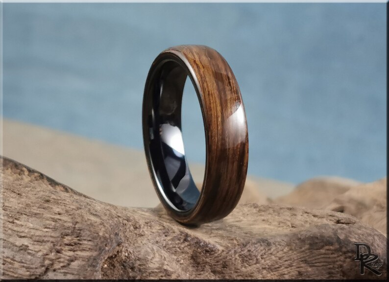 Bentwood Ring: Ancient Bog Oak With Black Ceramic Core - Etsy