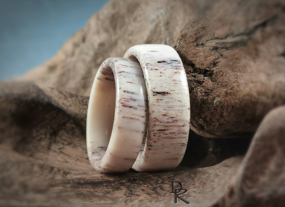 Deer Antler Couple's Ring Set - Antler Rings - Etsy