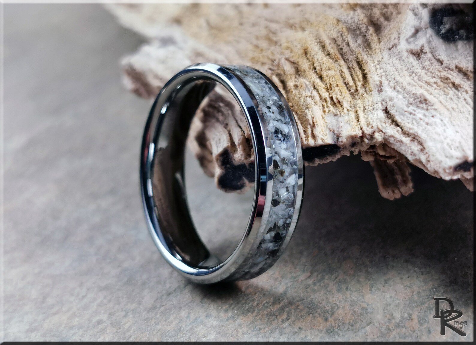 Tungsten Carbide Channel Ring W/moonstone-mica Matrix Stone - Etsy