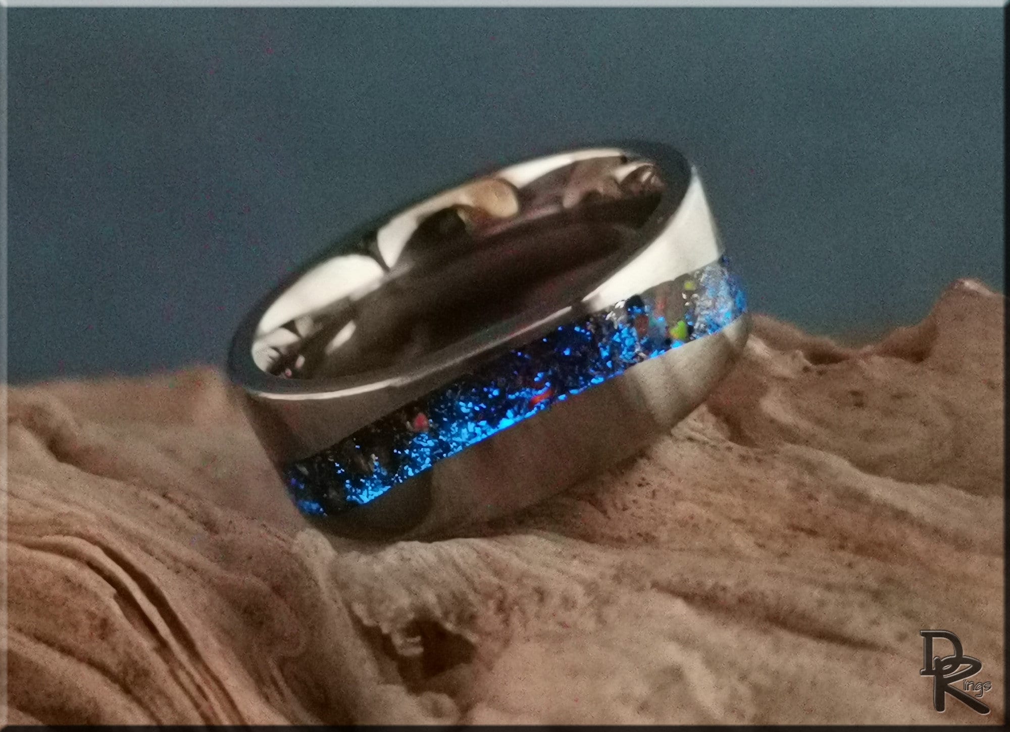 Titanium Wave 8mm Channel Ring W/meteorite and Multi-opal and - Etsy
