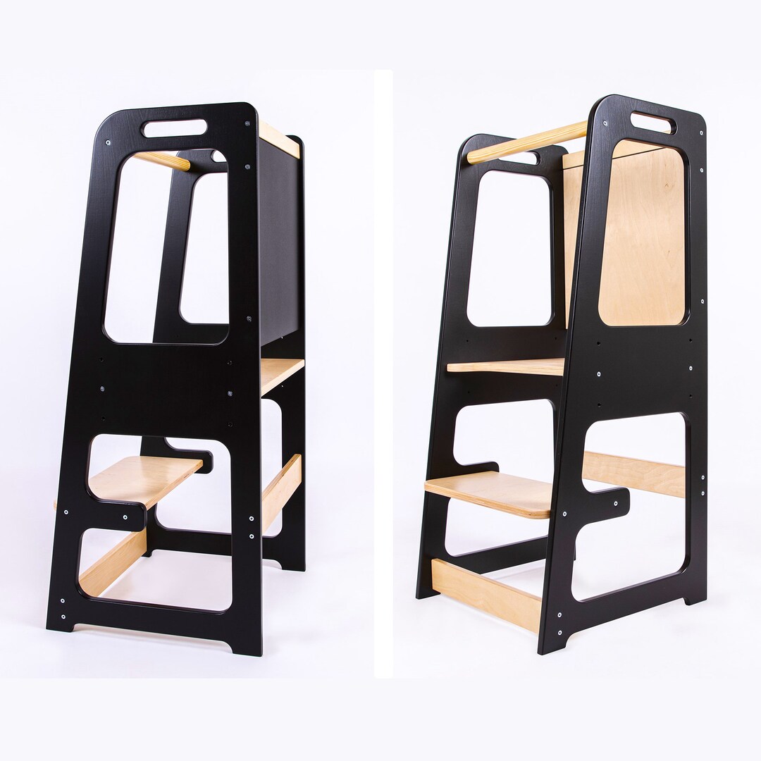 Montessori Helper Tower for Toddlers, Kids Tower With Blackboard Height ...