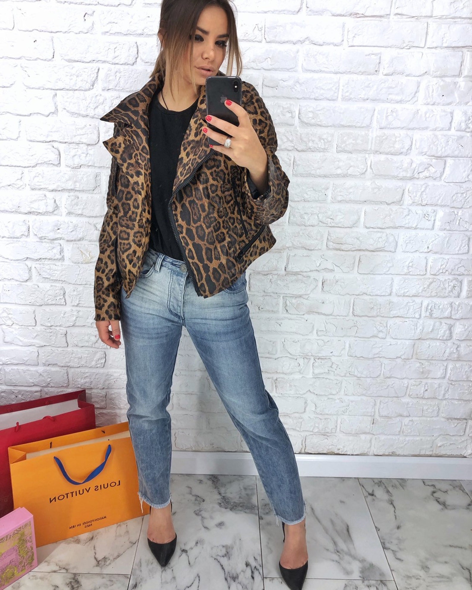 Leopard Print Short Jacket for Women Biker Jacket for Women - Etsy