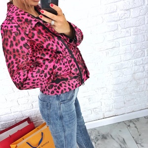 Leopard Print Short Jacket for Women Biker Jacket for Women Motorcycle ...