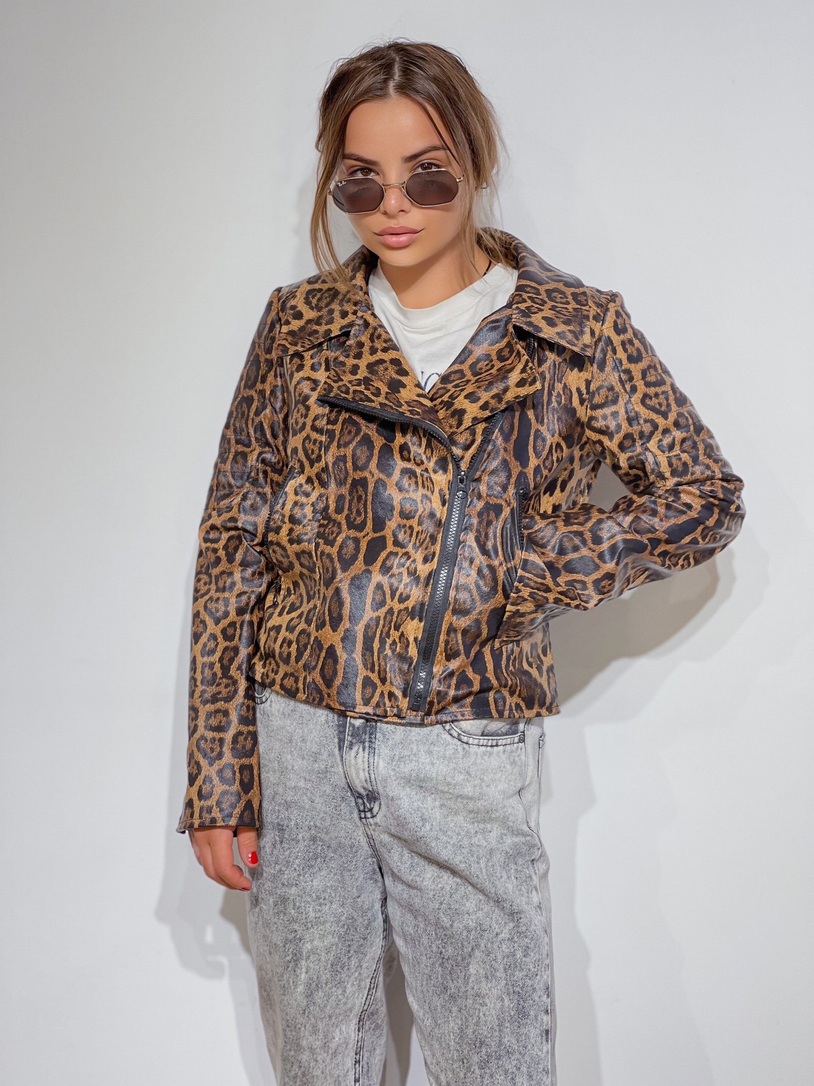 Leopard Print Short Jacket for Women Biker Jacket for Women Motorcycle ...