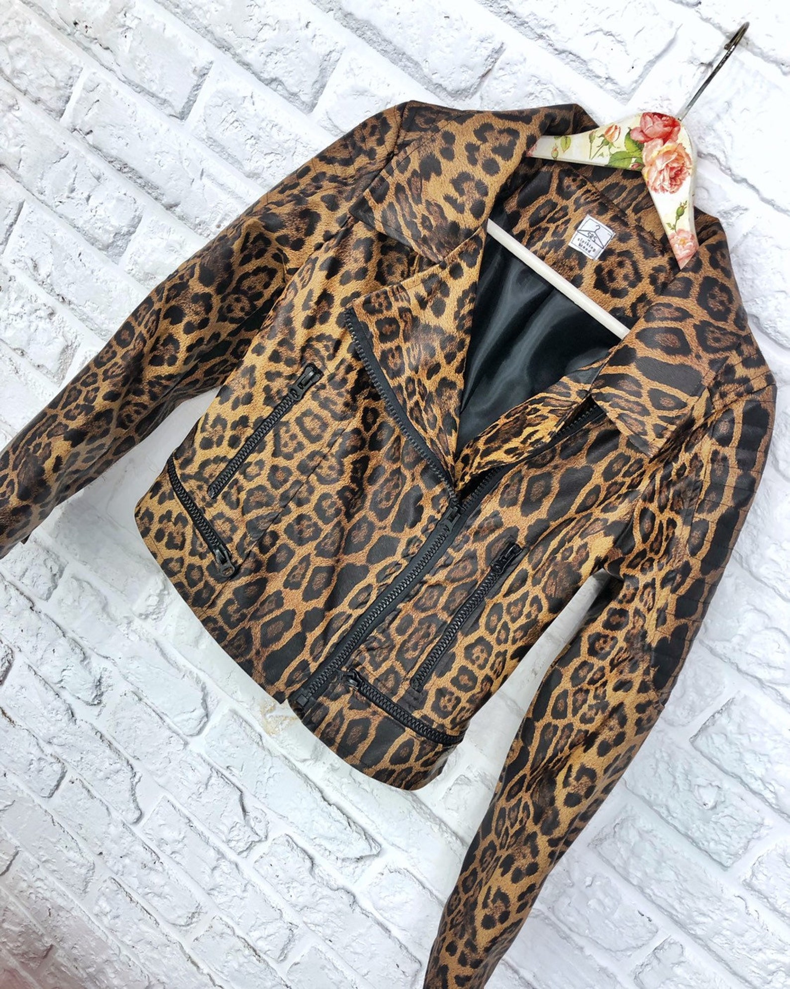 Leopard Print Short Jacket for Women Biker Jacket for Women Motorcycle ...