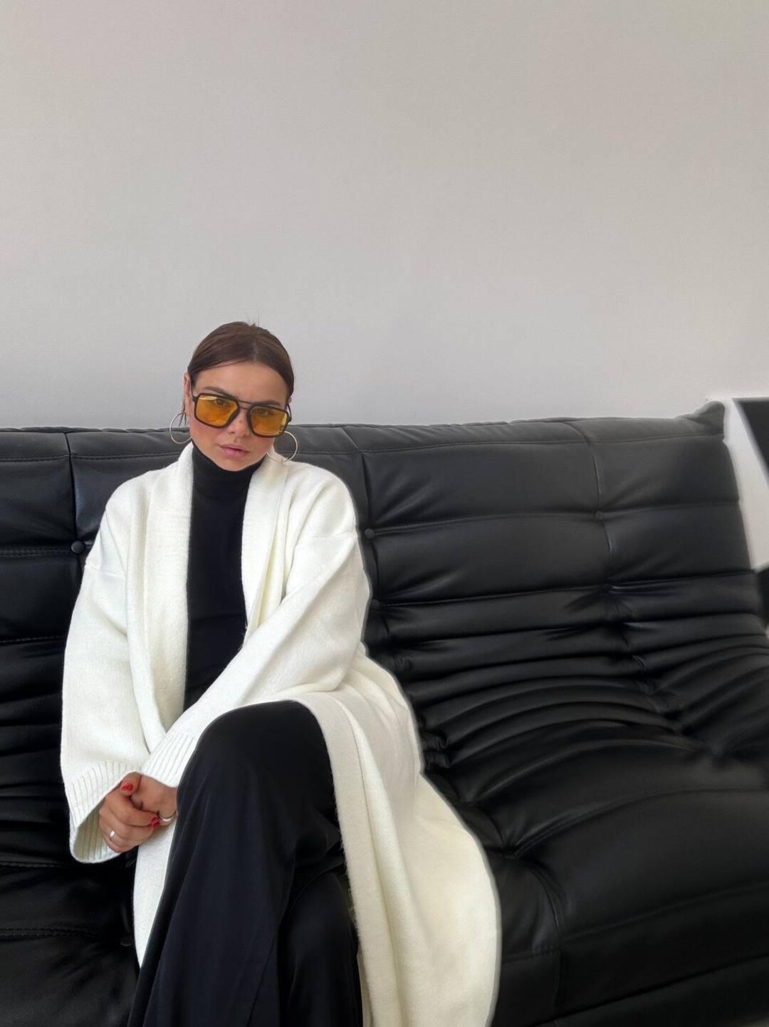 White Extra Long Cardigan, Oversized Cardigan, Ankle Length Cardigan ...