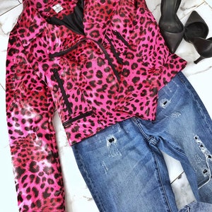 Leopard Print Short Jacket for Women Biker Jacket for Women Motorcycle ...