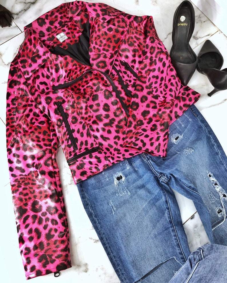 Leopard Print Short Jacket for Women Biker Jacket for Women Motorcycle ...