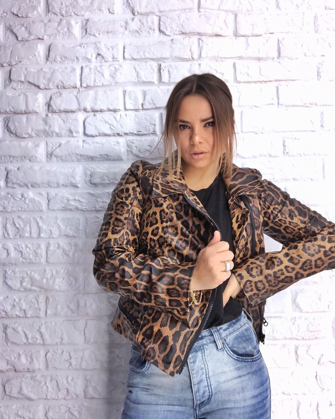 Leopard Print Short Jacket for Women Biker Jacket for Women Motorcycle ...